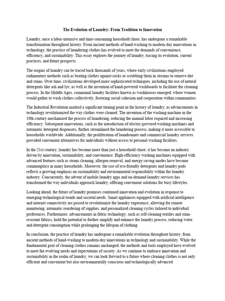 Essay Laundry | PDF | Laundry | Washing Machine