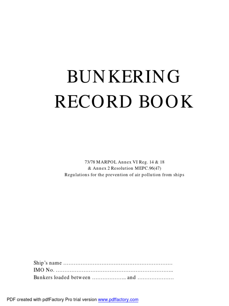 Bunker Log Book | PDF