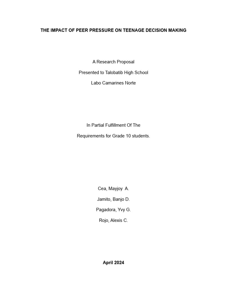Peer Pressure's Impact on Teen Decisions | PDF | Adolescence | Decision ...