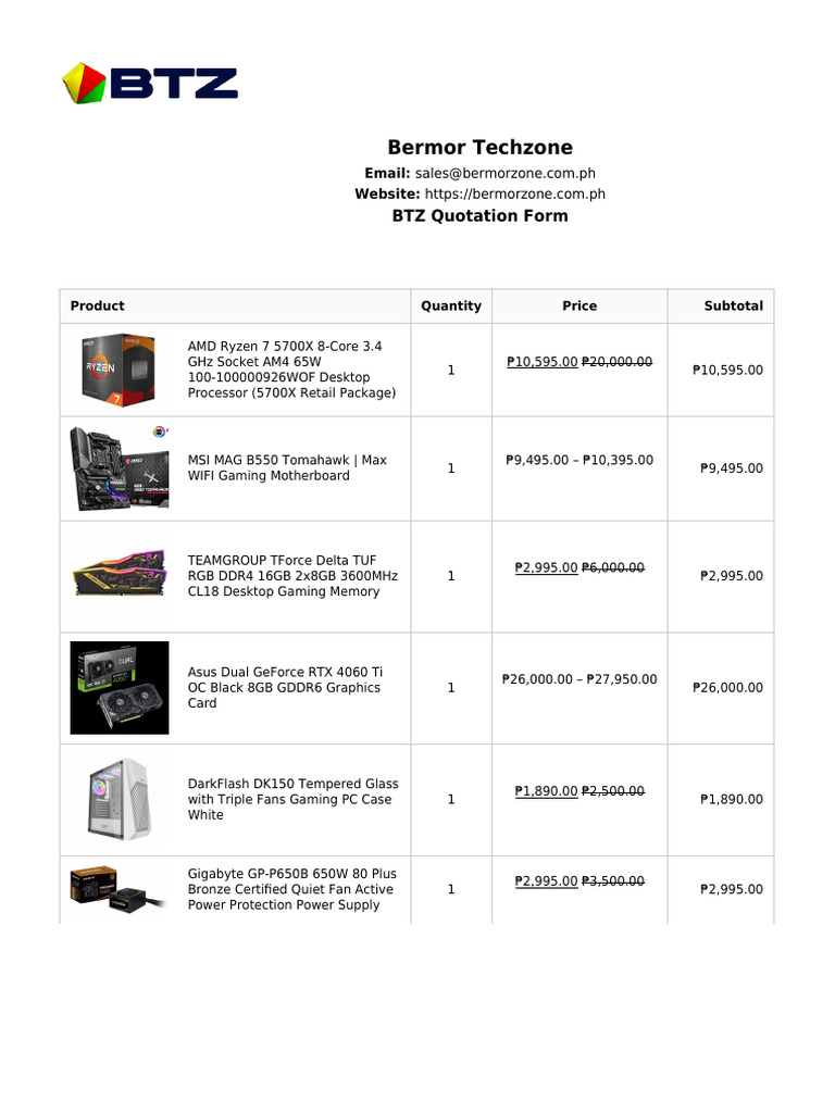 Product Builder | PDF | Computing | Computer Hardware
