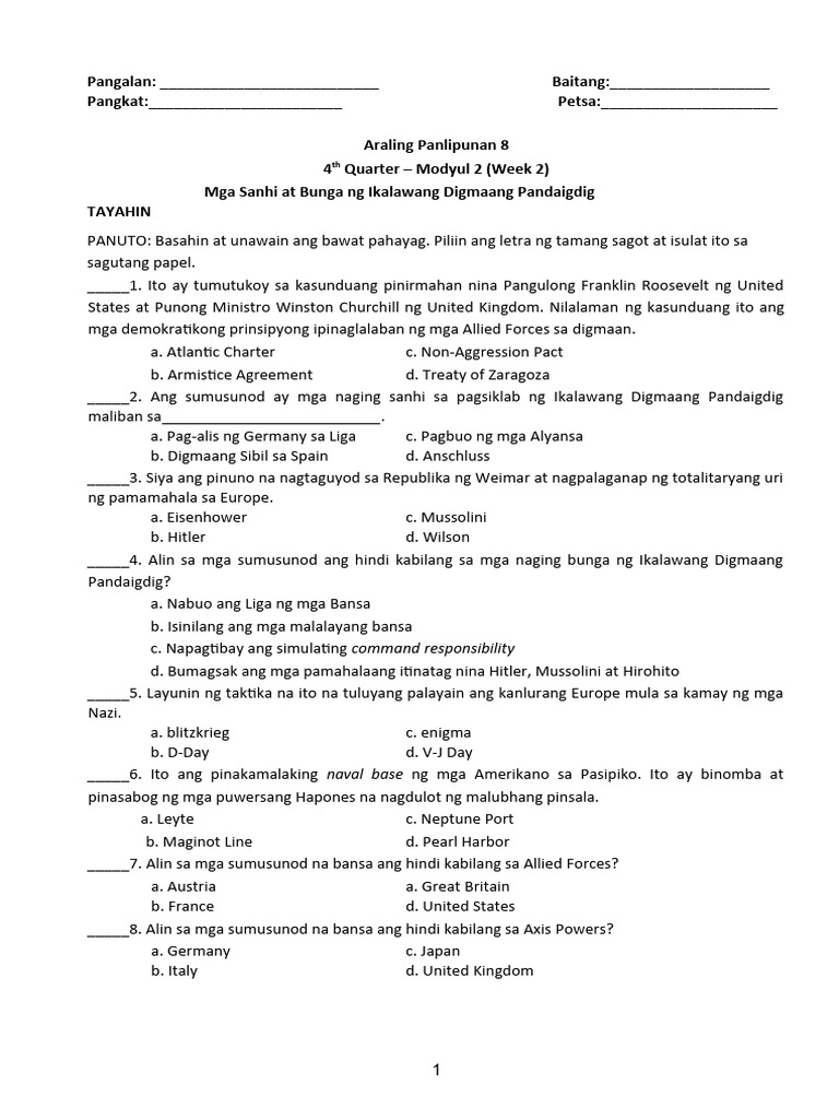 Ap 8 Module2 Quarter4 Week2 | PDF