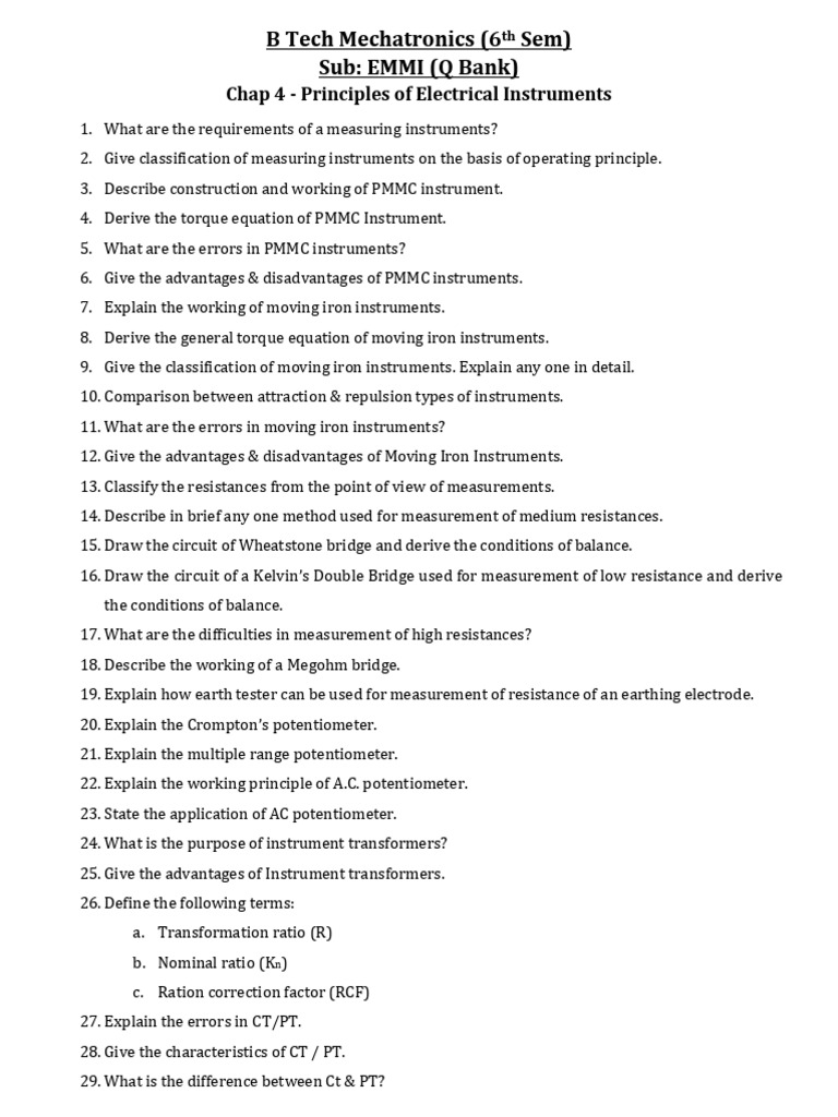 EMMI - Chap 4 Q Bank | PDF | Technology & Engineering