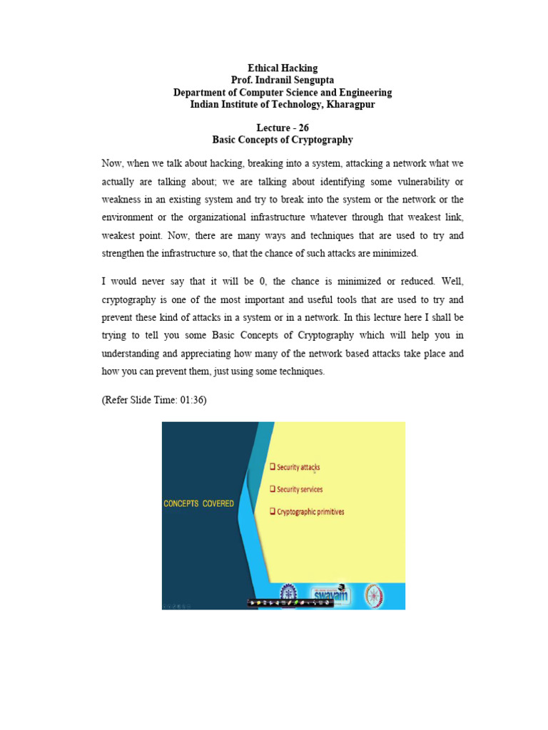 Lec 26 | PDF | Key (Cryptography) | Cryptography