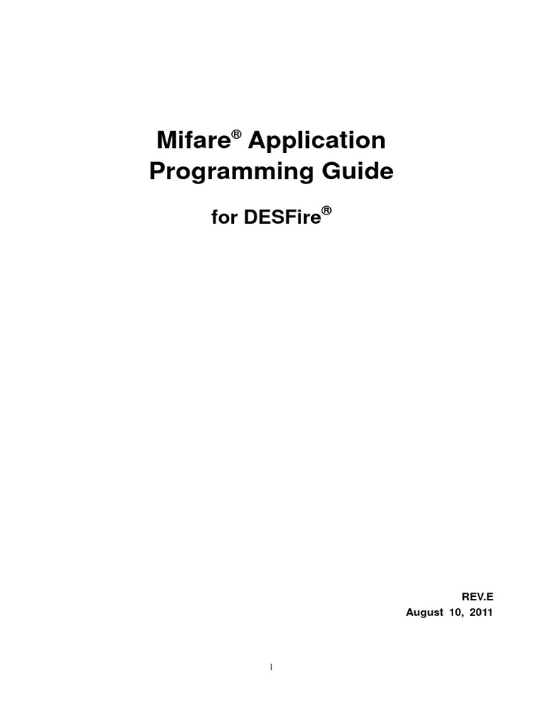 Mifare Application Programming Guide For Desfire Rev | PDF | Computer File | Backup