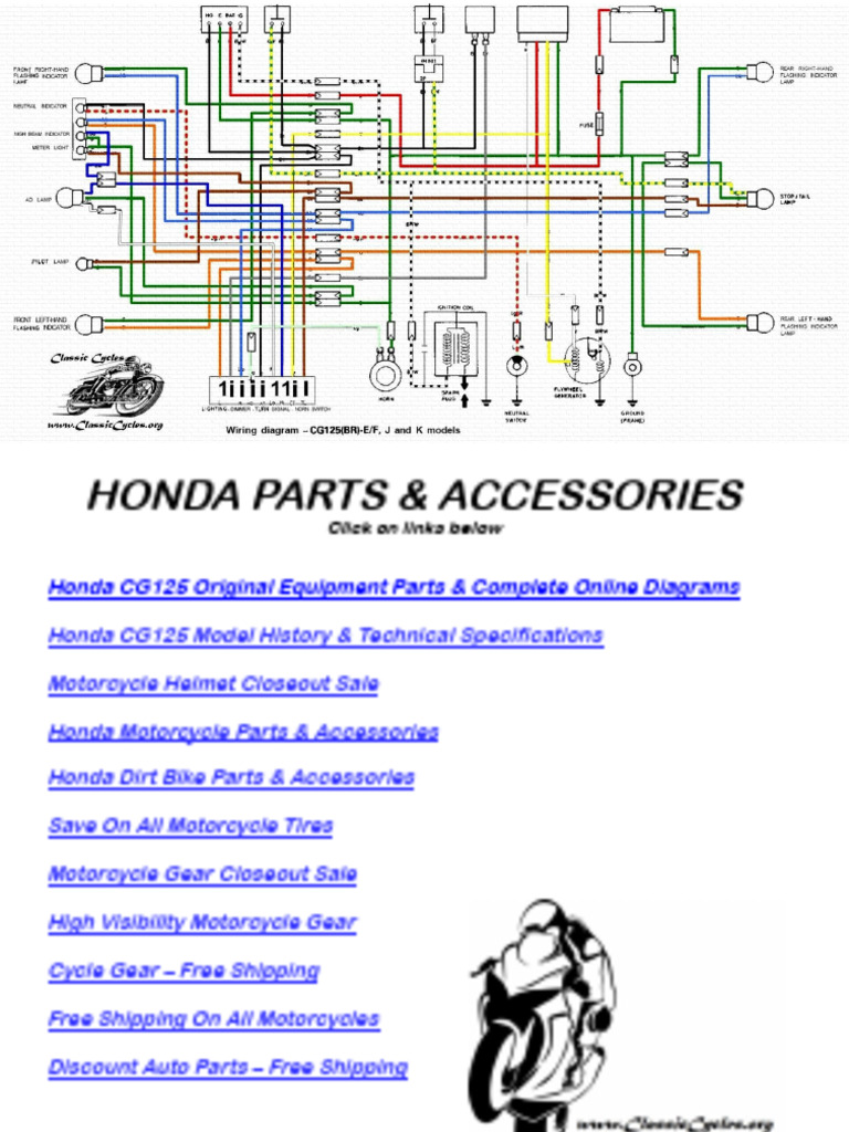 Honda CG125 CG 125 Electrical Wiring Diagram Schematic | PDF