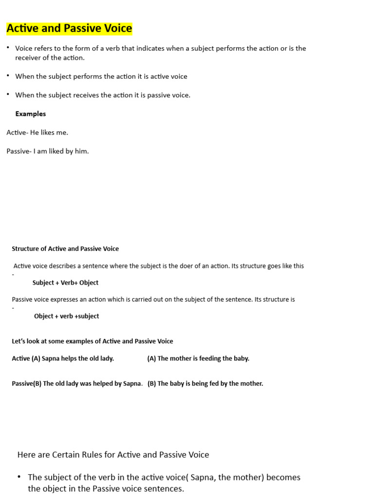 Understanding Active and Passive Voice | PDF | Verb | Subject (Grammar)