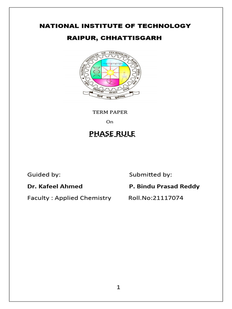 Chemistry Term Paper Phase Rule | PDF | Phase (Matter) | Phase Rule