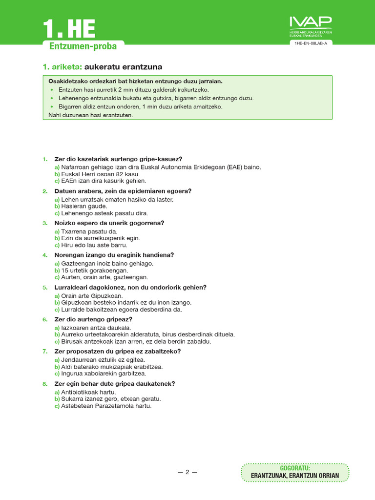 Entzumen Proba - 2.DBH - 1.ebal | PDF