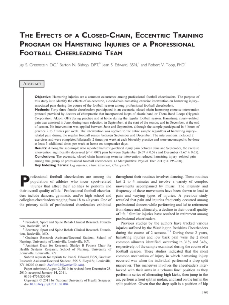 17 The Effects of A Closed-Chain, Eccentric Training Program On Hamstring Injuries of A ...