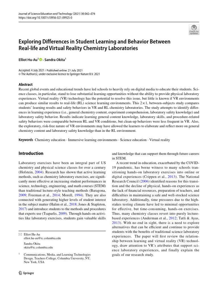 Exploring Differences in Student Learning and Behavior Between | PDF ...