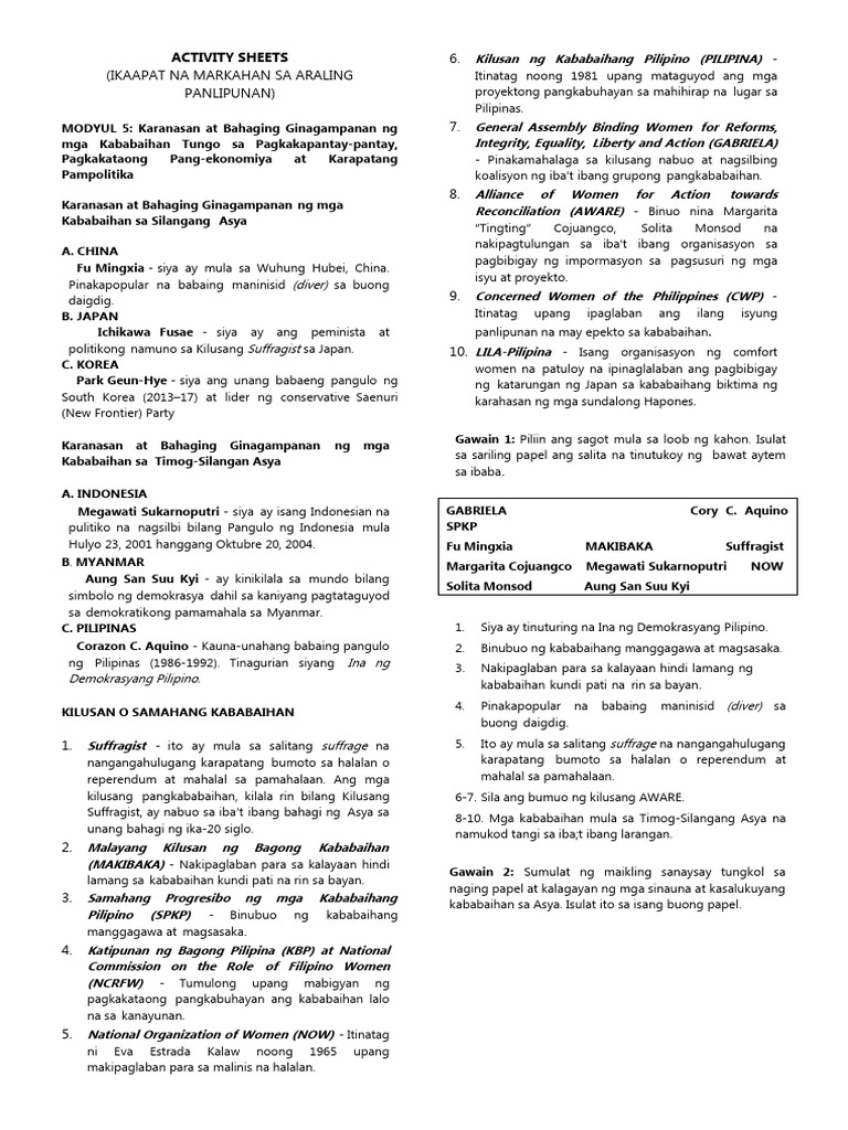 AP7 - Activity Sheet - M5 | PDF
