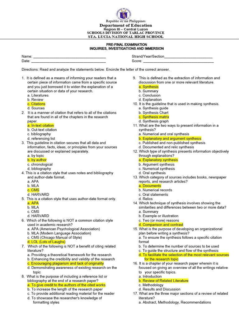 Pre-Final Examination III With Answer | PDF | Sampling (Statistics ...