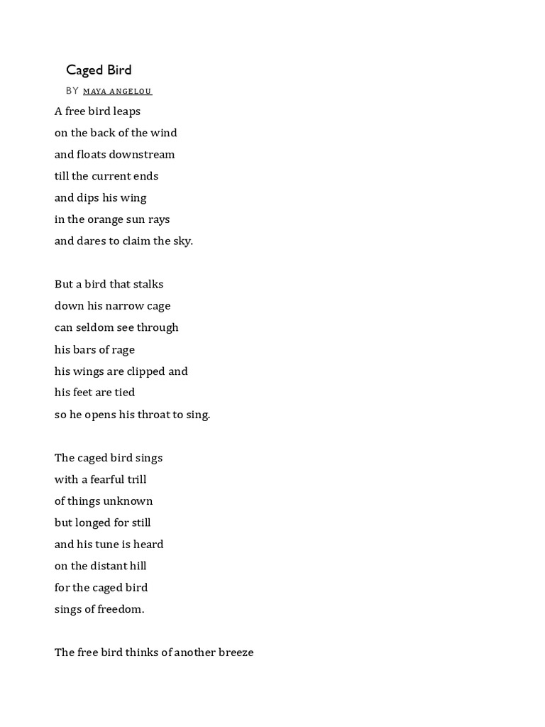 Caged Bird: A Poem by Maya Angelou | PDF | Poetry | Classics