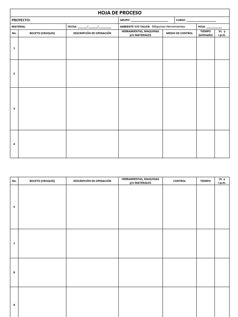 Hoja de Proceso | PDF