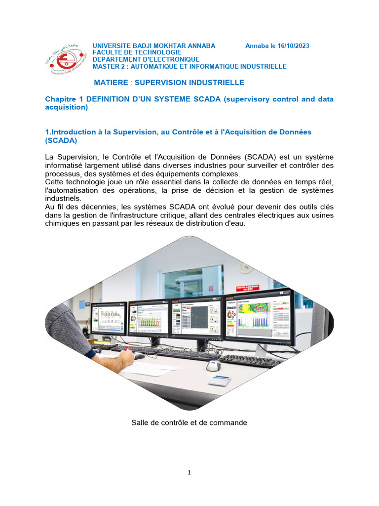 Chapitre 1 Si | PDF | Scada | Sécurité