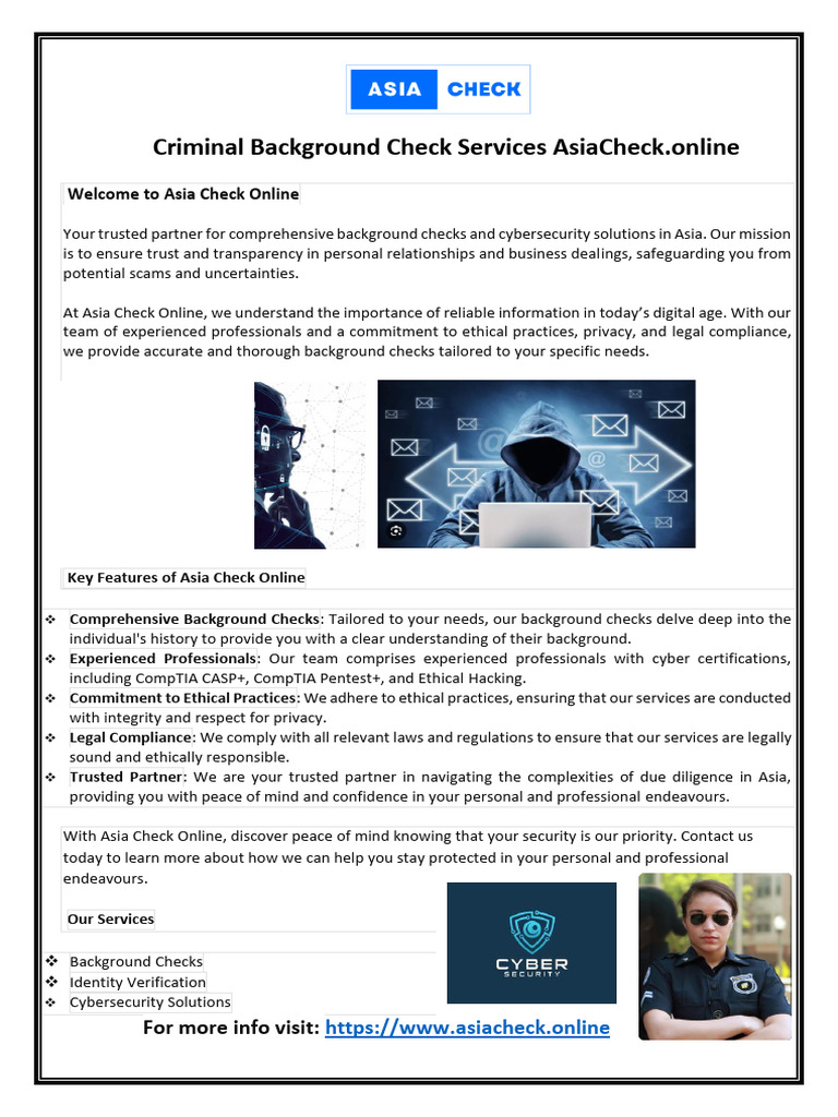 Criminal Background Check Services AsiaCheck | PDF