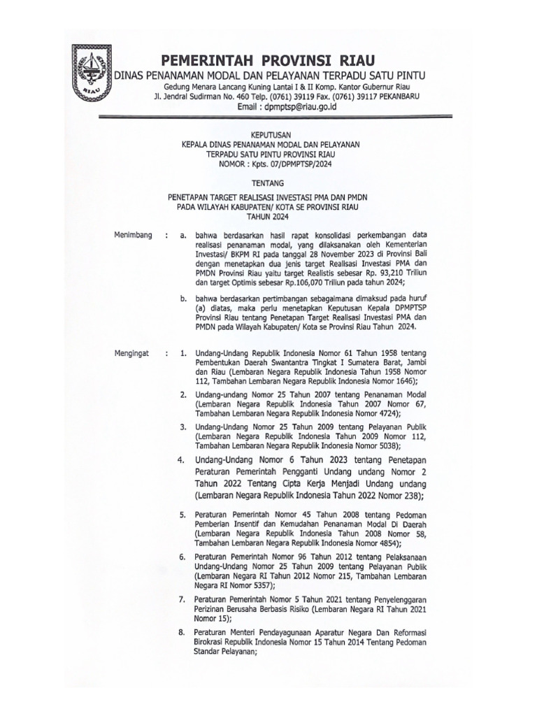 Penetapan Target Realisasi 2024 | PDF
