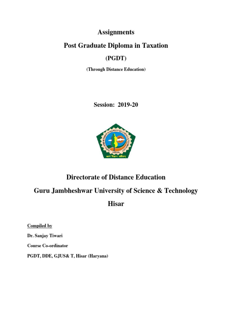 PGDT Assignment 2019-20 - 26092019 | PDF | Taxes | Government Finances