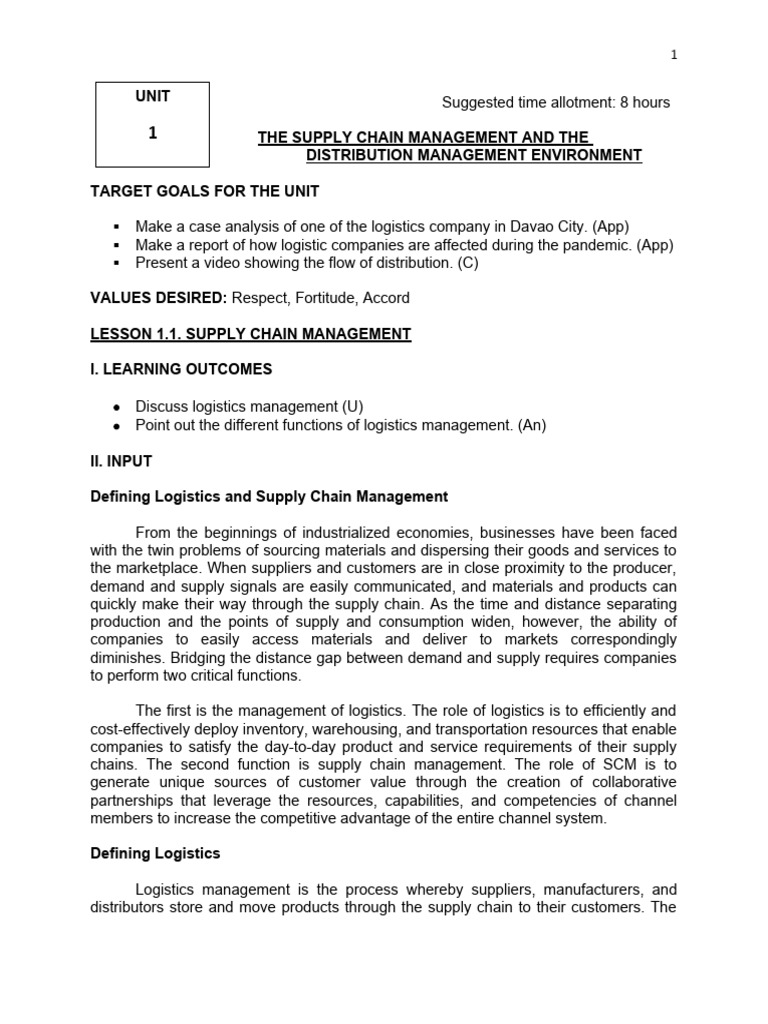Distribution Management Module Midterm | PDF | Logistics | Supply Chain ...