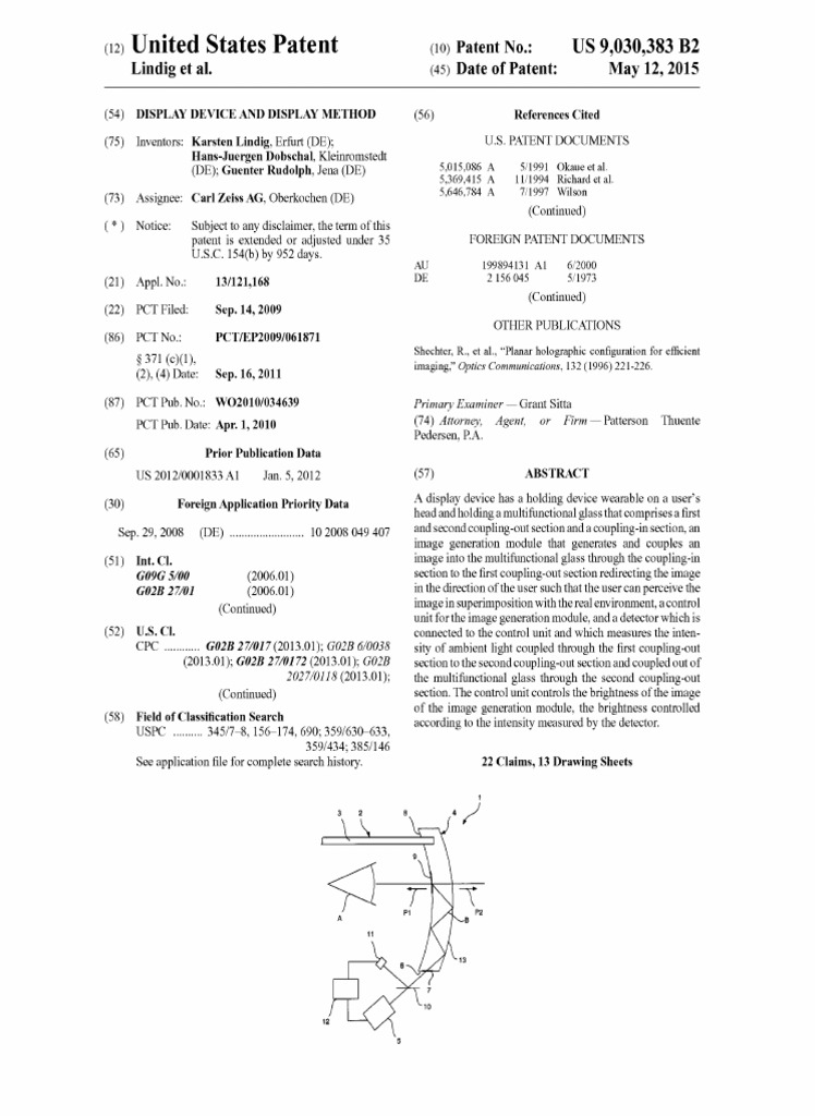 2015, US9030383B2, Display Device and Display Method | PDF