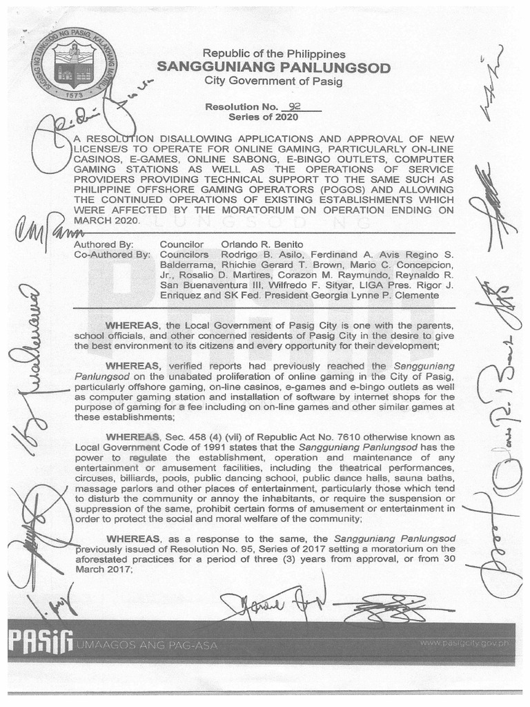 Resolution No. 92 Series of 2020 | PDF