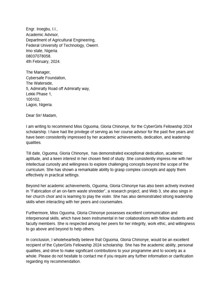 Academic Letter. Reia. | PDF