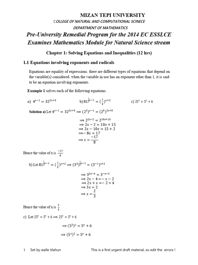 CHAPTER 1.1 For Remedial | PDF | Equations | System Of Linear Equations
