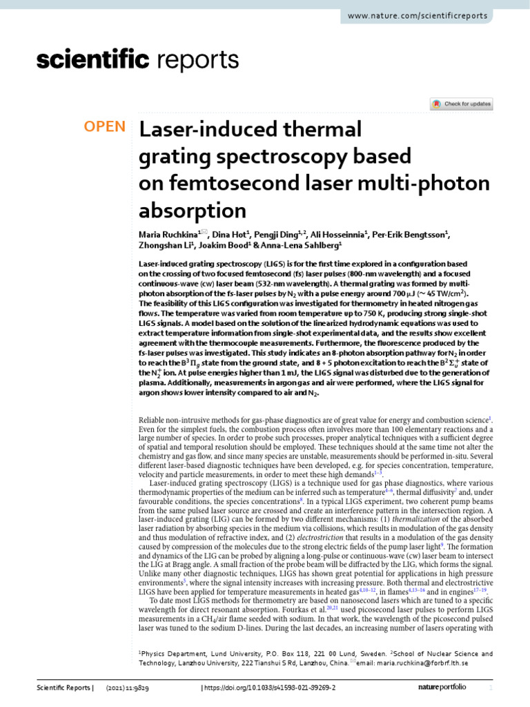 Ruchkina Et Al-2021-Scientific Reports Compressed | PDF | Laser | Ionization