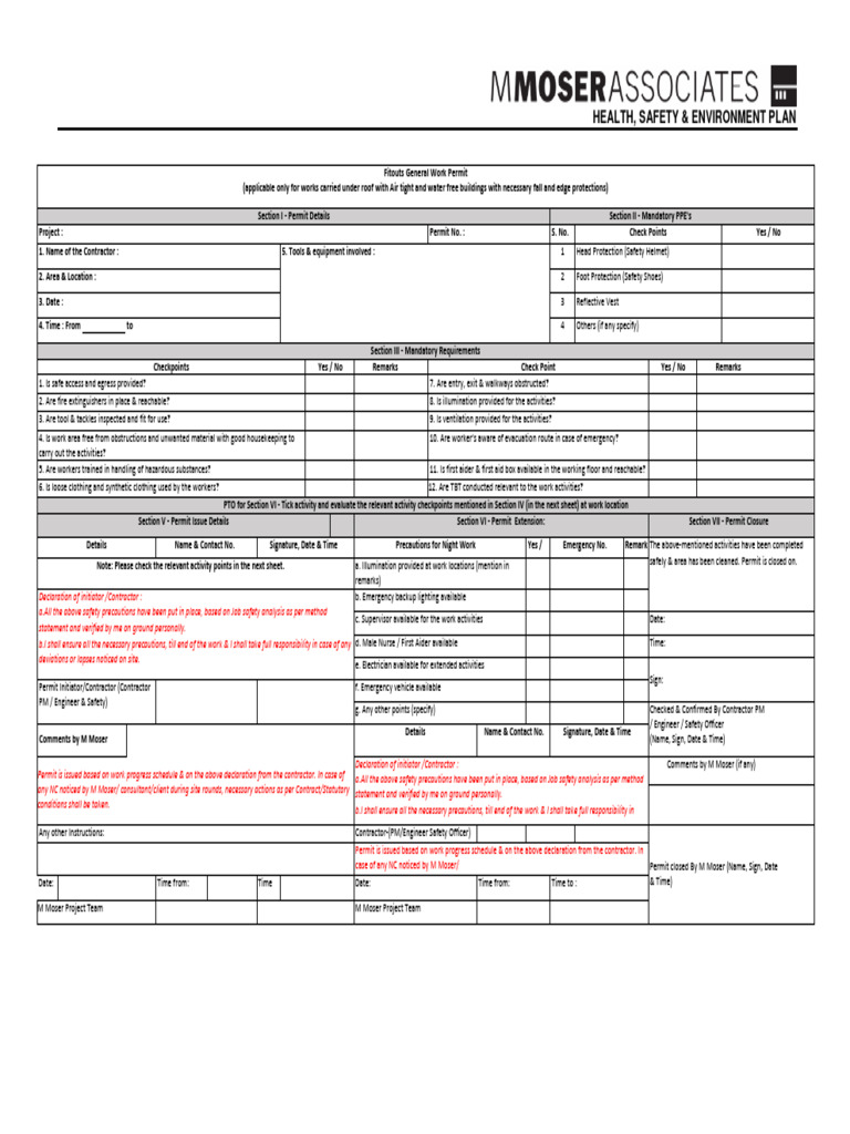 R 02 Fitouts General Work Permit | PDF | Safety | Occupational Safety ... R 02 Fitouts General Work Permit | PDF | Safety | Occupational Safety ...