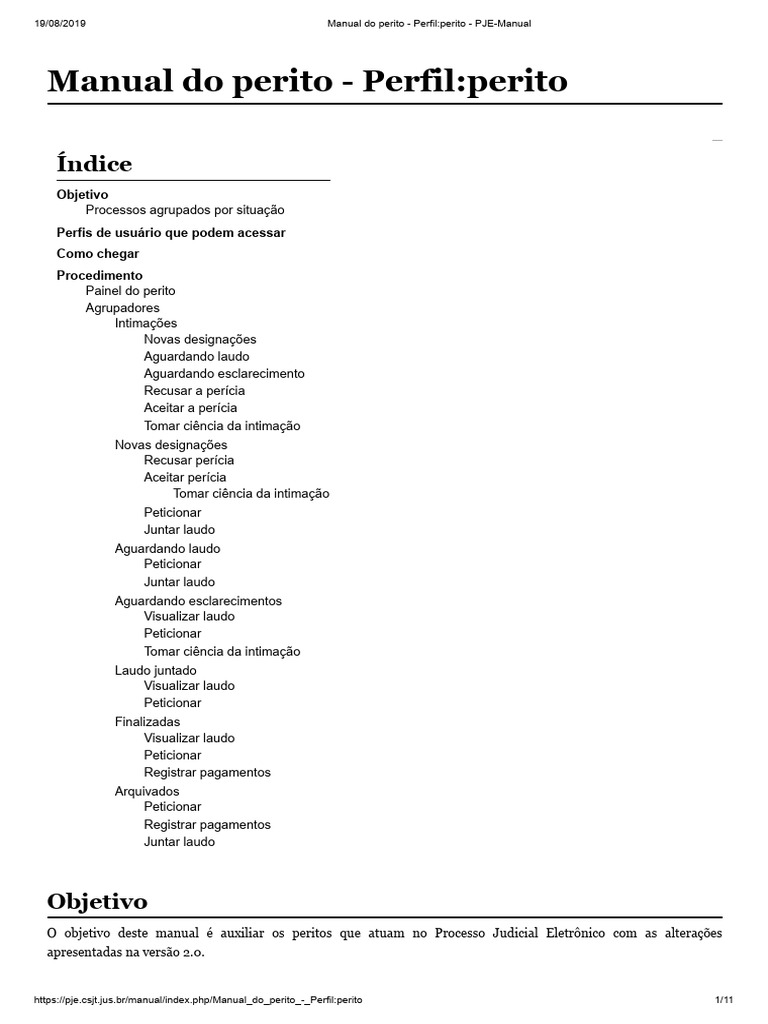Manual do Perito no PJE 2.0 | PDF | Science | Informática