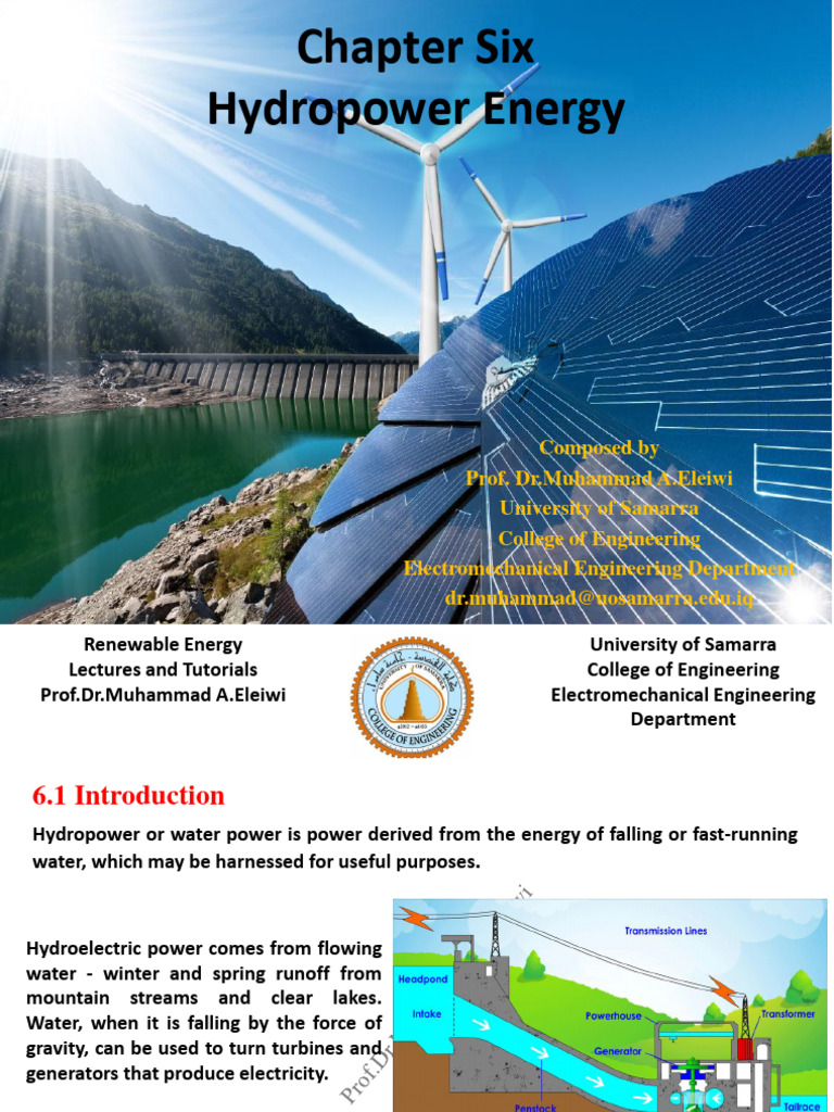 Chapter Six Renewable Energy - Hydropower | PDF | Hydroelectricity | Turbine