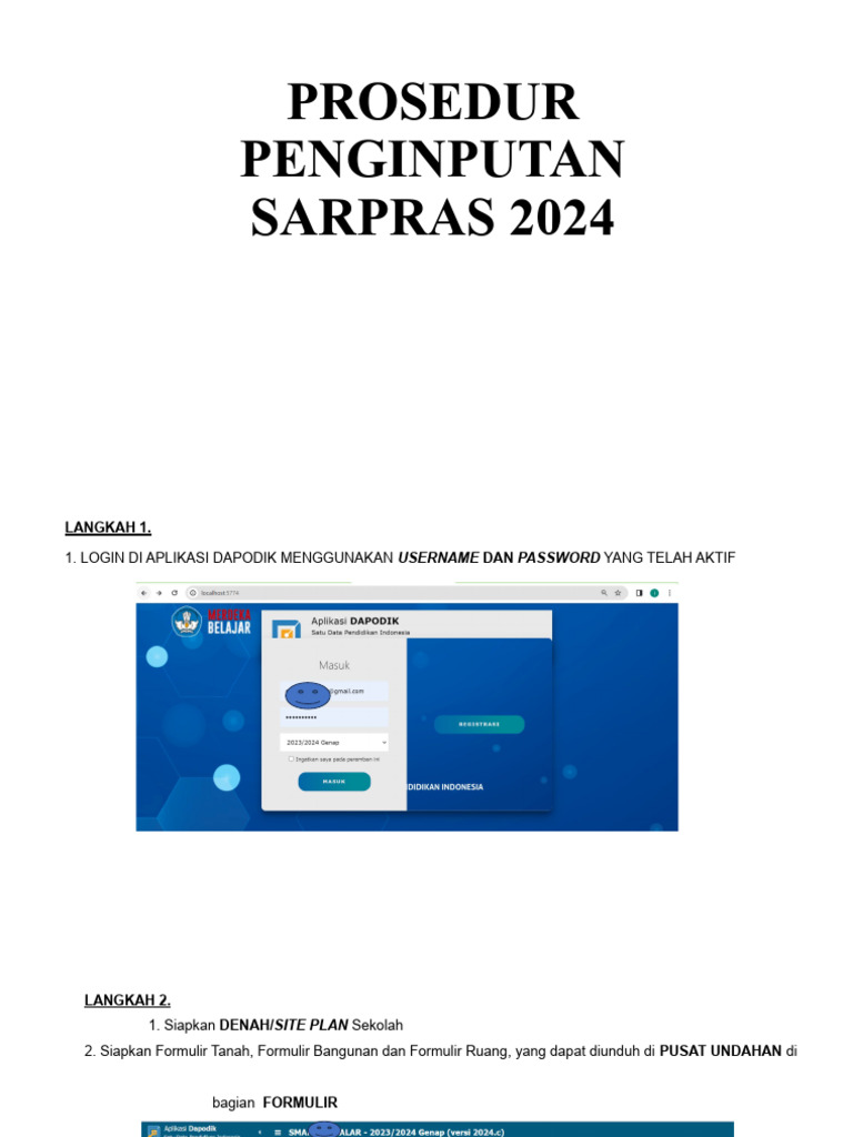 Panduan Pengisian Sarpras Dapodik 2024 | PDF