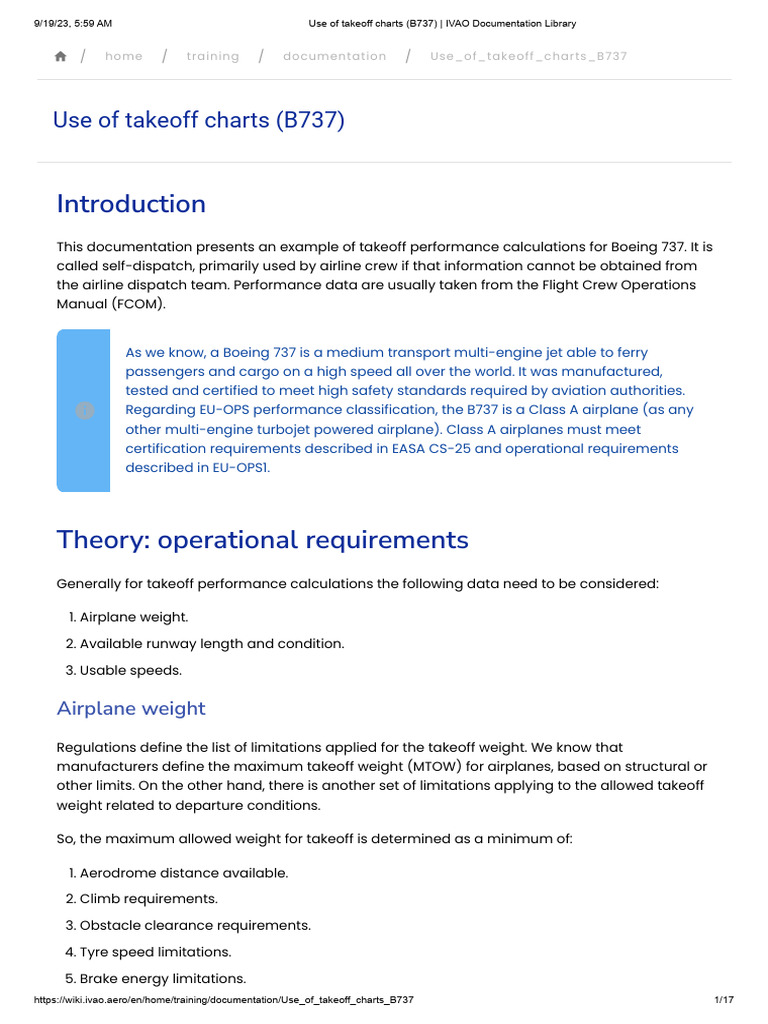 Use of takeoff charts (B737) _ IVAO Documentation Library | PDF ...