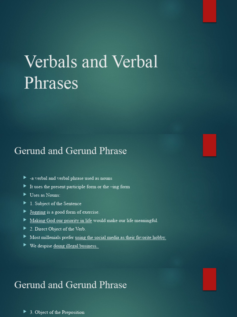 Verbals and Verbal Phrases | PDF | Verb | Adjective