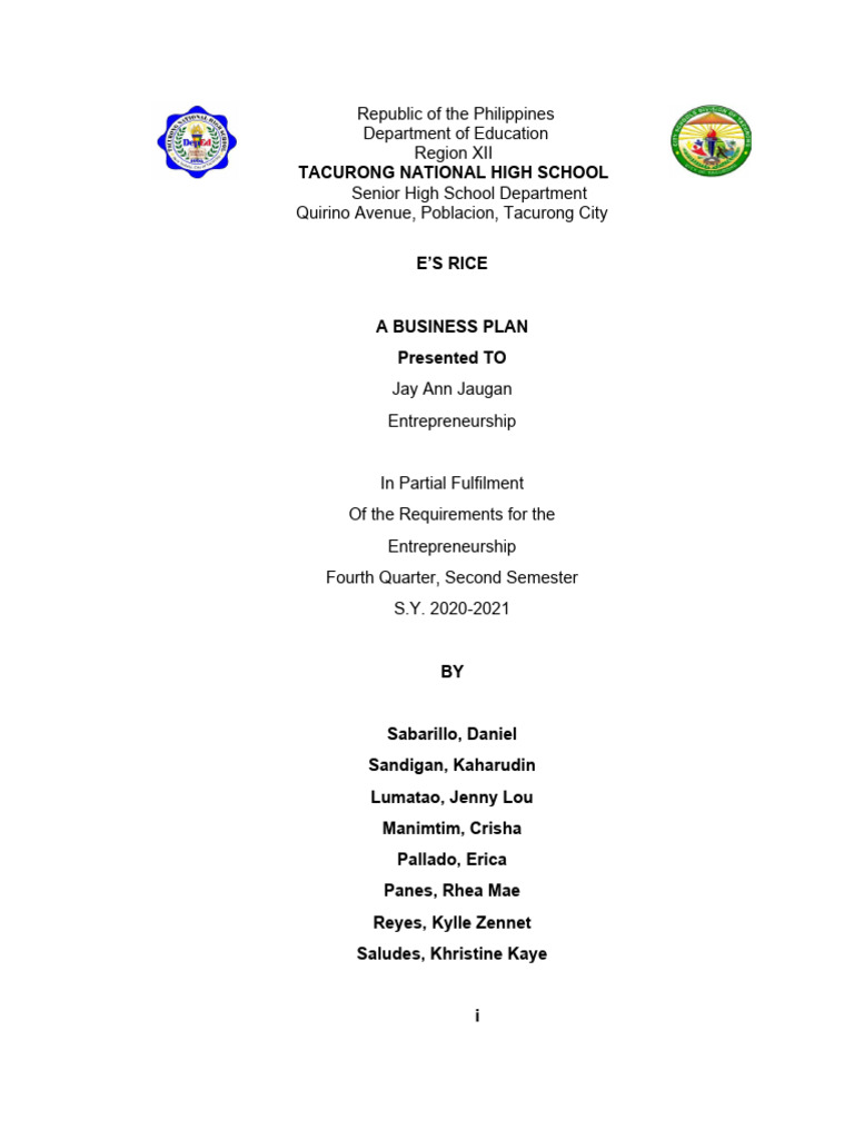 E's Rice Business Plan Overview | PDF | Pricing