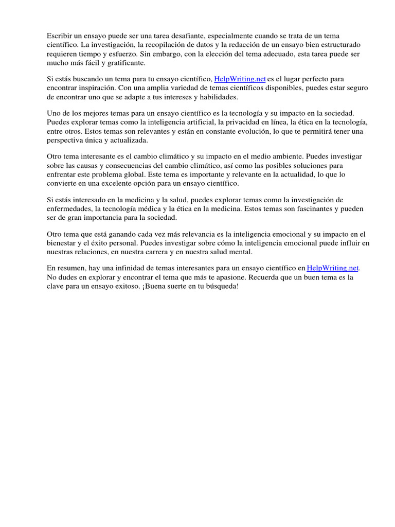Los Mejores Temas para Ensayos Científicos | PDF | Websites | Publishing