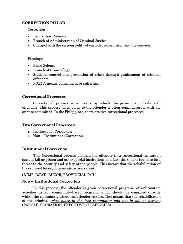Correction Pillar | PDF | Punishments | Prison