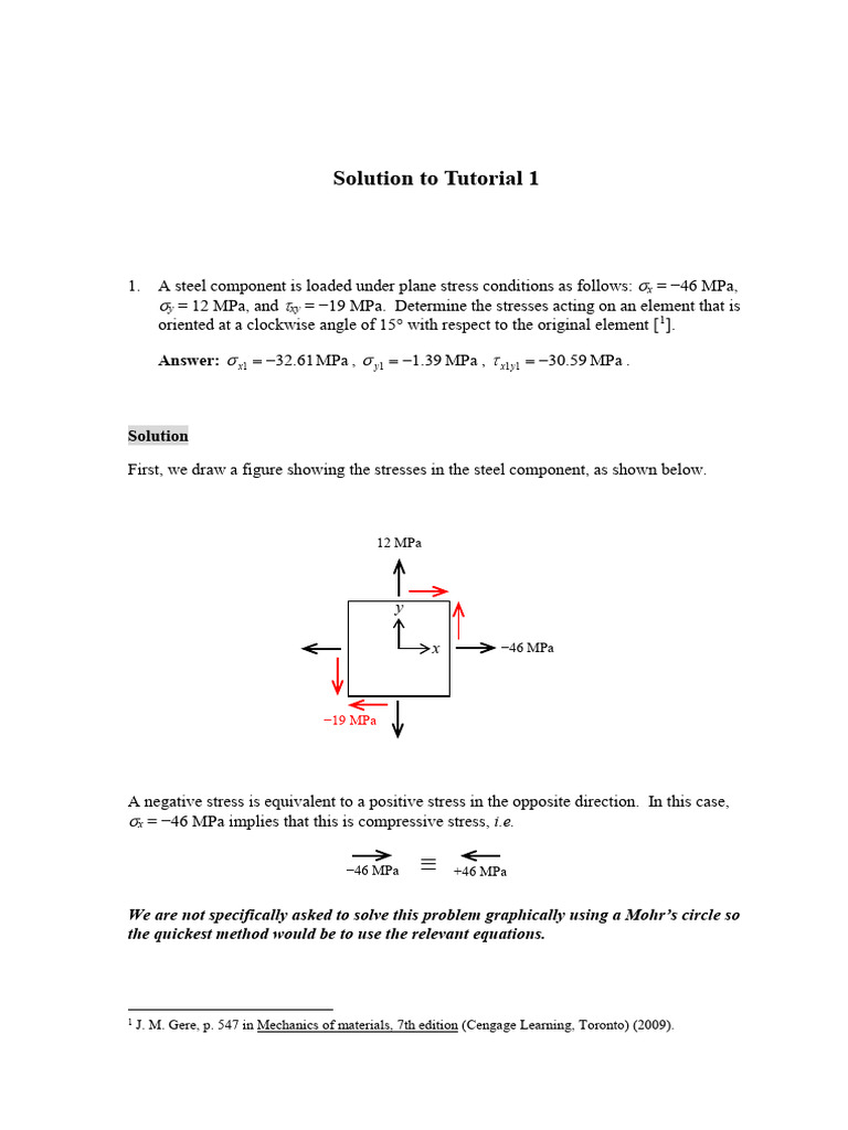 Tutorial 01 Solution-2023 | PDF | Deformation (Mechanics) | Classical ...