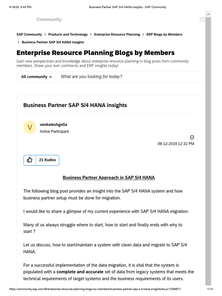 Business Partner SAP S - 4 HANA Insights - SAP Community | Download Free PDF | Enterprise ...