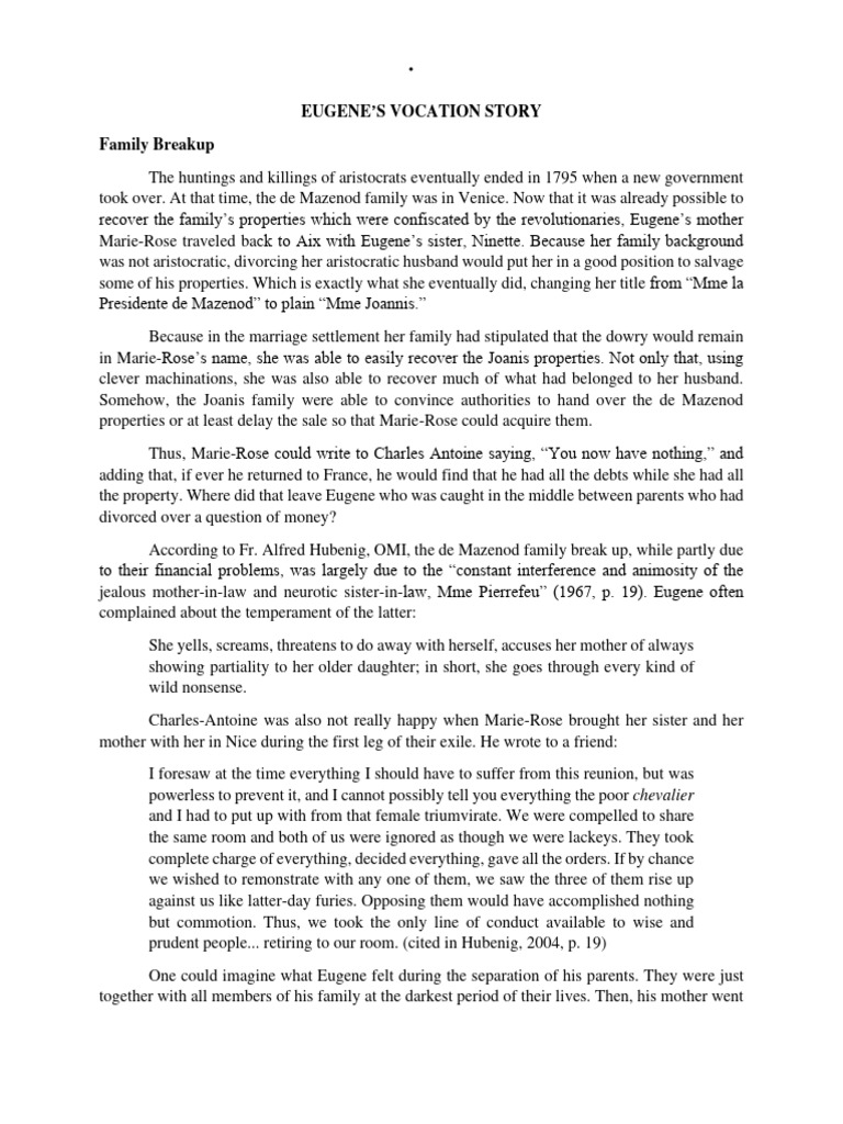 Eugene de Mazenod's Early Vocation | PDF | Faith | God