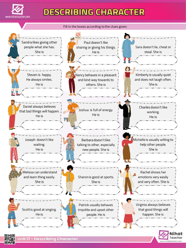 unit 17 - Describing Character Worksheet 2 | PDF unit 17 - Describing Character Worksheet 2 | PDF
