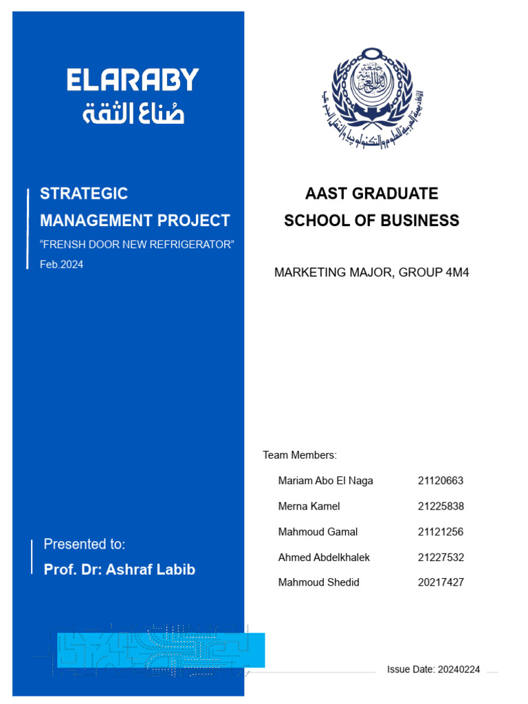Strategic Managment - Elaraby Ref. Project 20240310 Final | PDF | Supply Chain | Inflation
