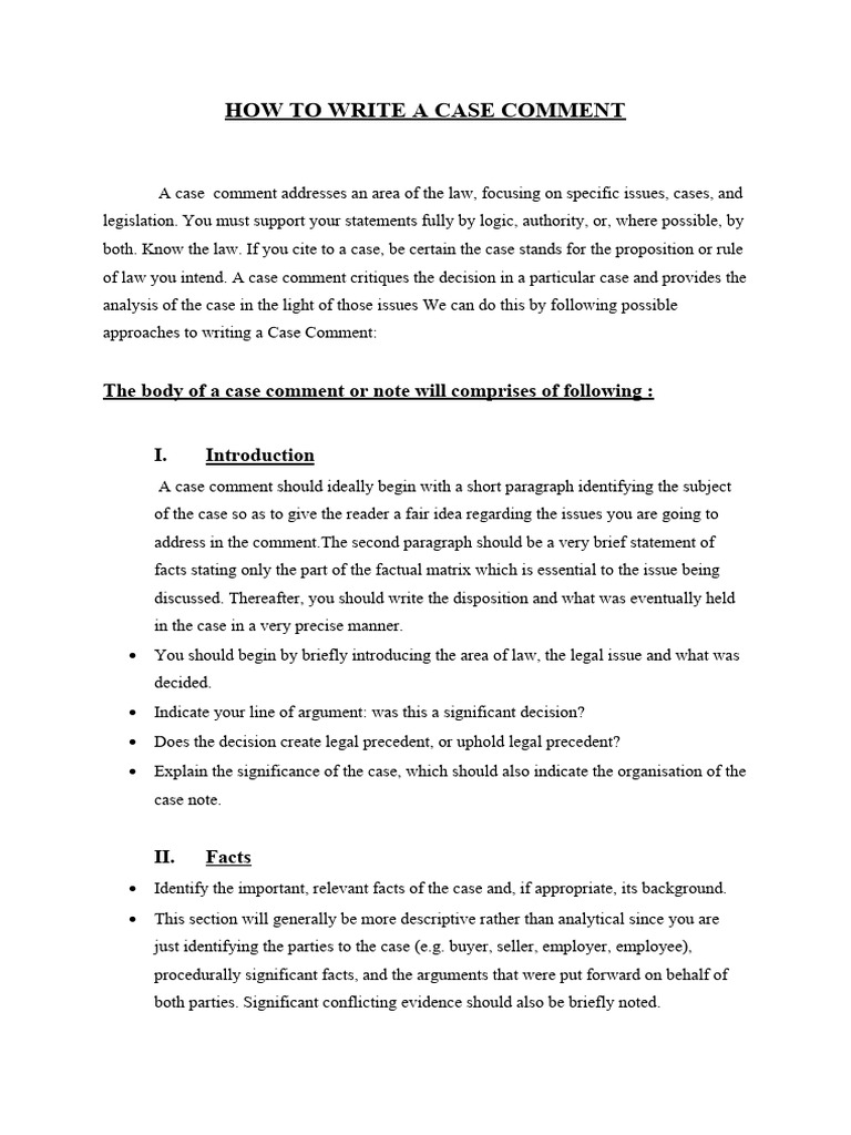 How To Write A Case Comment | PDF | Reason | Judgment (Law)
