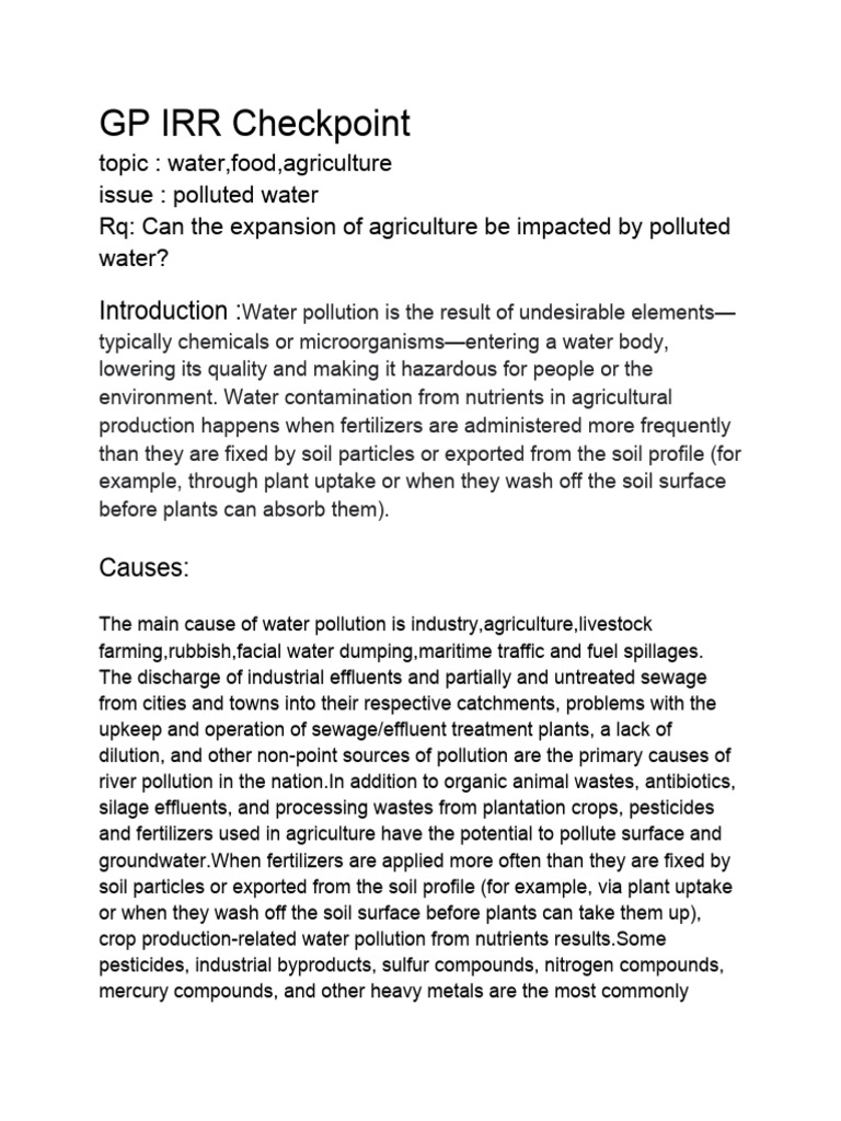 GP Checkpoint Arvinthakshan | PDF | Water Pollution | Water Scarcity