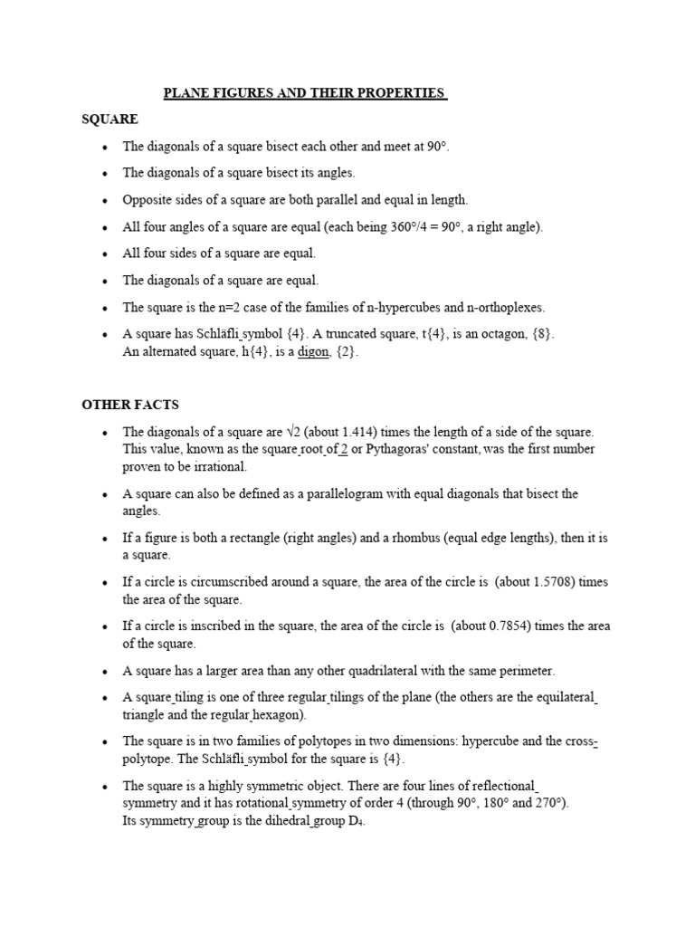 Plane Figures and Their Properties | PDF | Rectangle | Triangle