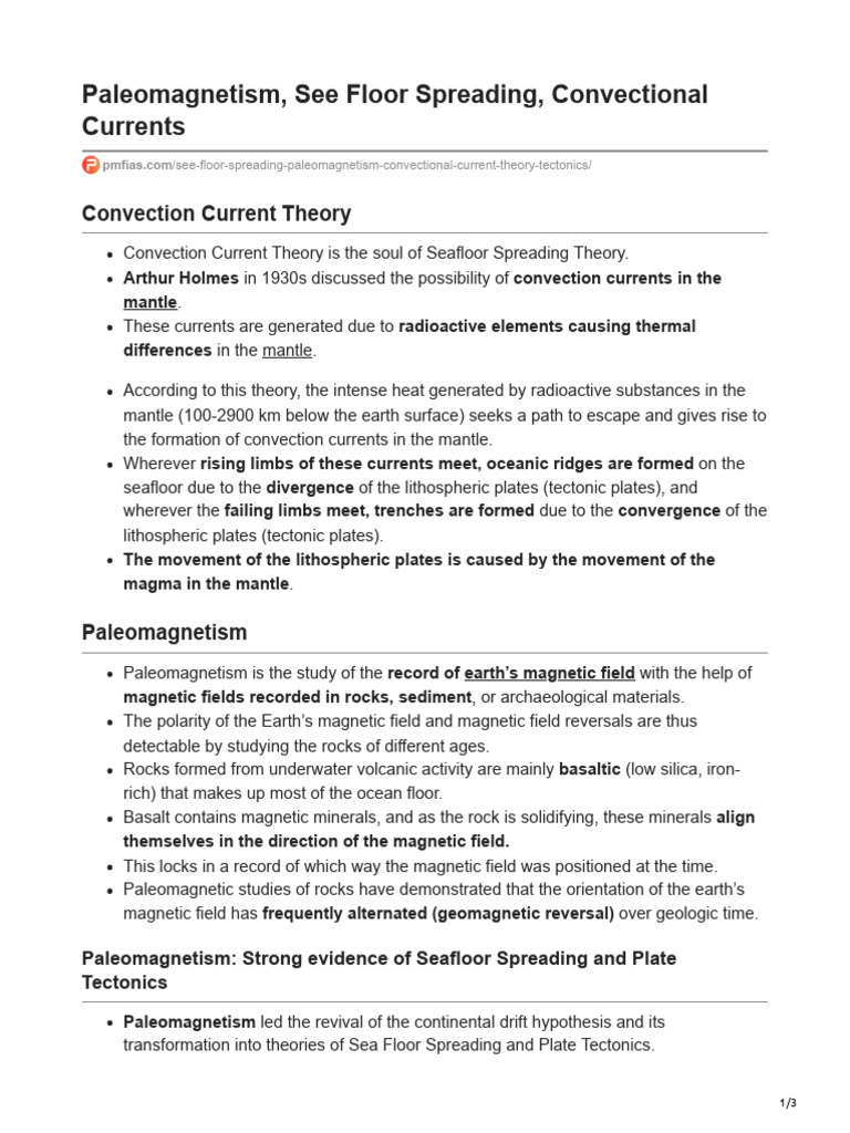 Paleomagnetism See Floor Spreading Convectional Currents | PDF | Plate Tectonics | Geophysics