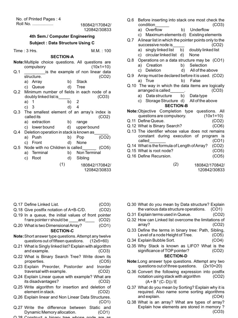 Computer 4 Sem Data Structure Using C 180842 2023 1 Pdf Computer Data Theoretical Computer
