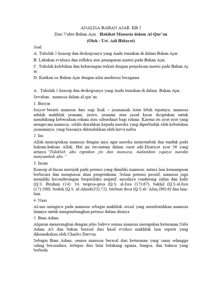 ANALISA BAHAN AJAR KB 2 Struktur Keilmuan PAI | PDF