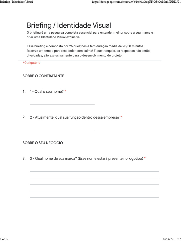 Briefing - Identidade Visual | PDF