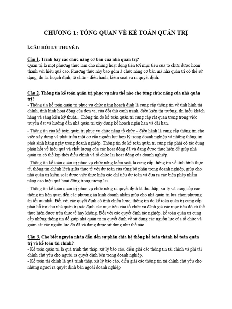 Chương 1 KTQT | PDF